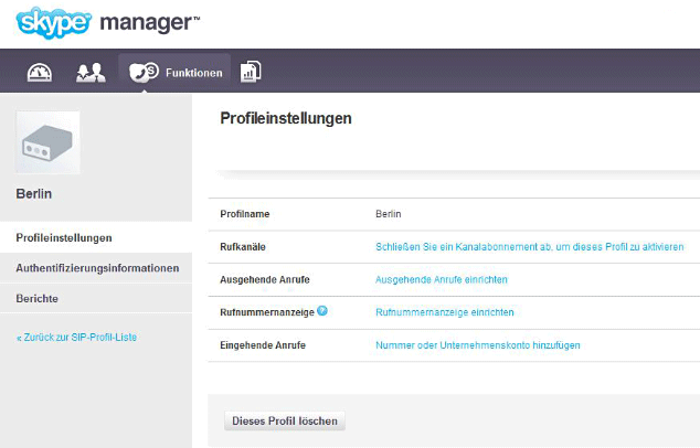 Skype für SIP Konfiguration